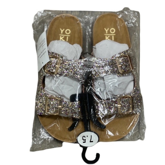 Yoki | Shoes | Stroll Sequin Double Buckle Flats Slide Sparkling ...
